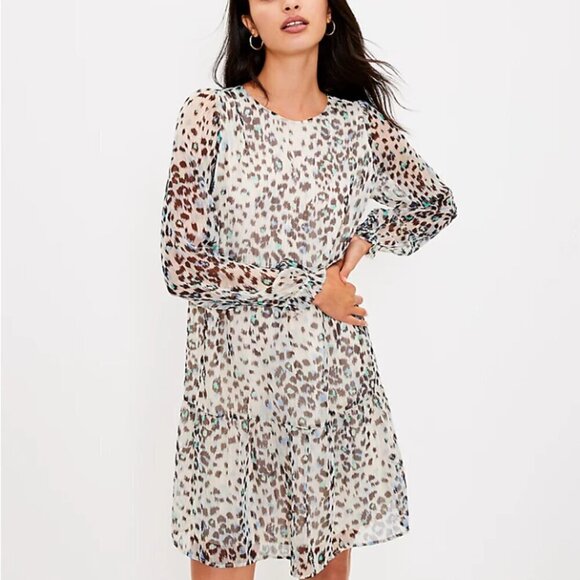 LOFT | Dresses | Nwt Loft Shimmer Animal Print Swing Dress | Poshmark